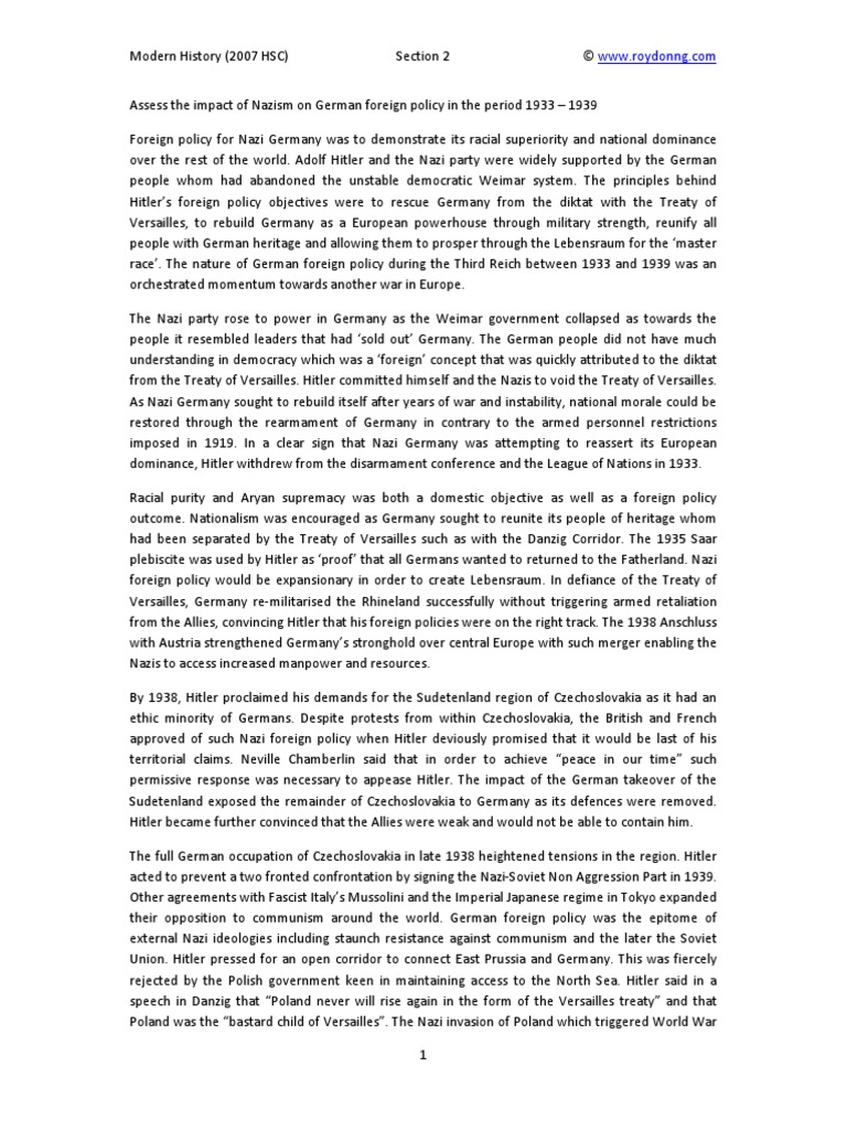 Impact of Nazism on German Foreign Policy | PDF | Nazi Germany | Adolf ...