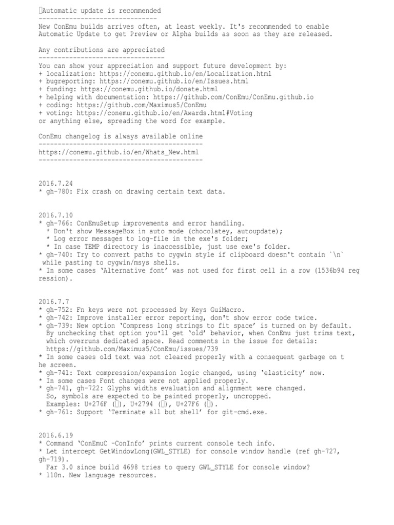 WhatsNew ConEmu | PDF | Command Line Interface | Software Engineering