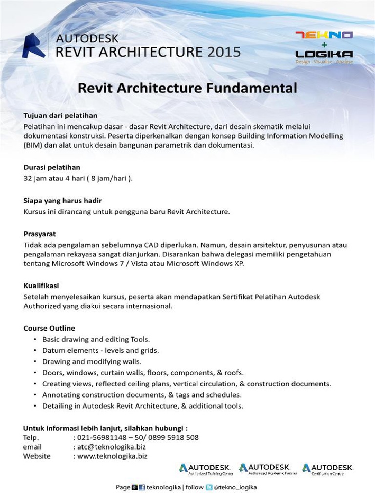 Outline Kursus Autodesk Revit Architecture Fundamental | PDF
