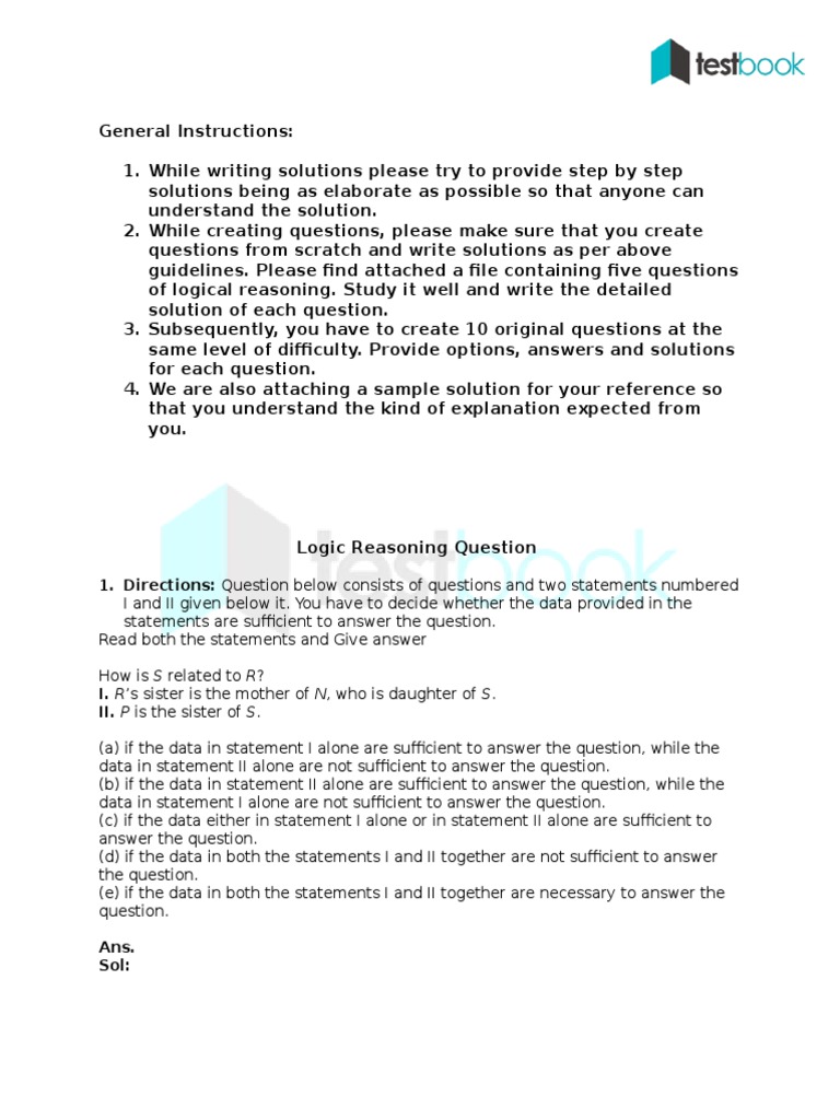 Logical Reasoning Questions and Solutions | PDF | Logical Consequence ...
