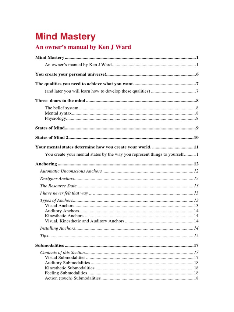Mind Mastery Pdf Pdf Mind Feeling