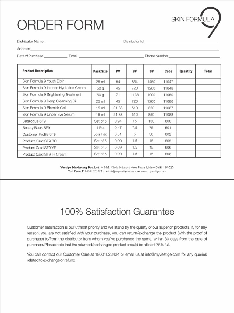 Order Form SF9 | PDF