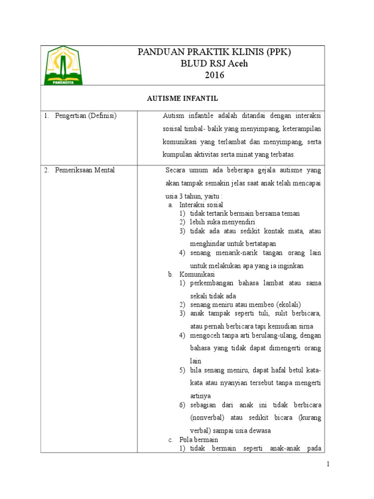 Panduan Autisme Infantil 2016 | PDF | Pengembangan Diri | Kesehatan ...
