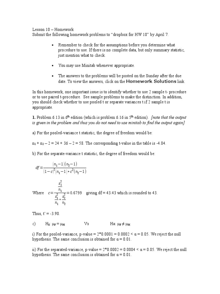 Sample Testing | PDF | Student's T Test | P Value