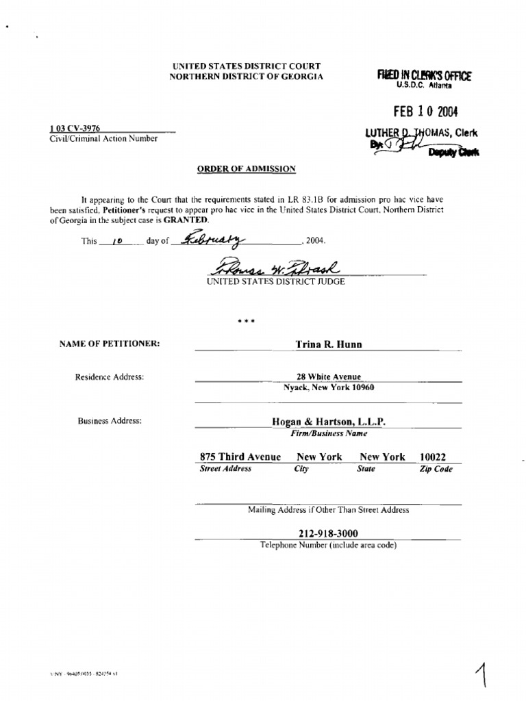 Ra . D. 'W: Civil/Criminal Action Number Clerk | PDF