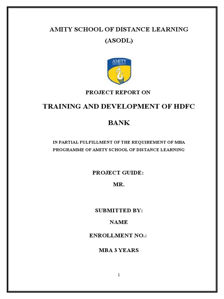 HDFC Bank Training and Development Report | PDF | Bond Credit Rating ...