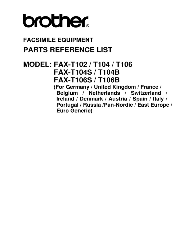 Brother Parts Fax T102, T104, T106 | PDF | Fax | Manufactured Goods