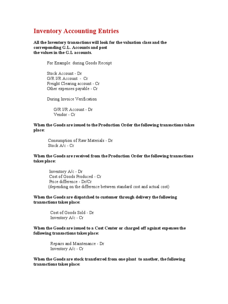 Inventory Accounting Entries | PDF | Debits And Credits | Invoice