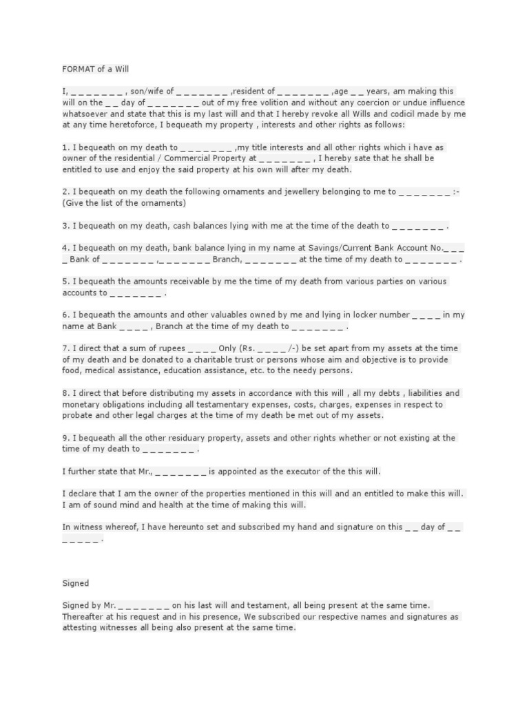 will.docx | Will And Testament | Civil Law (Common Law)