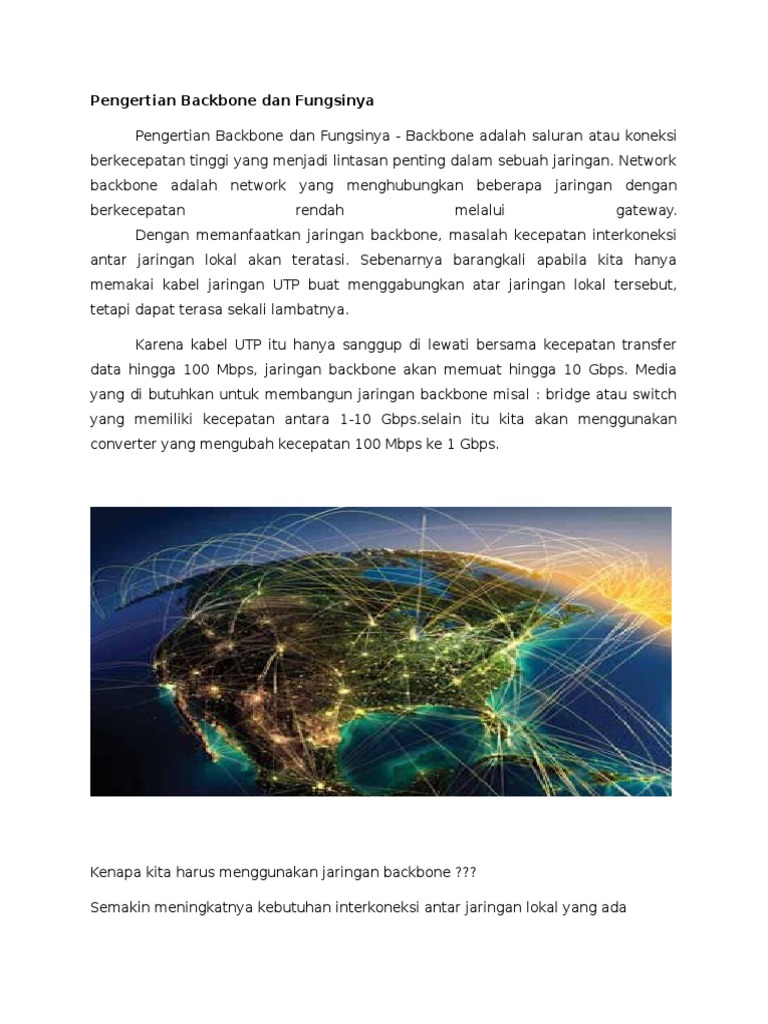 Pengertian dan Fungsi Jaringan Backbone | PDF | Teknologi & Rekayasa
