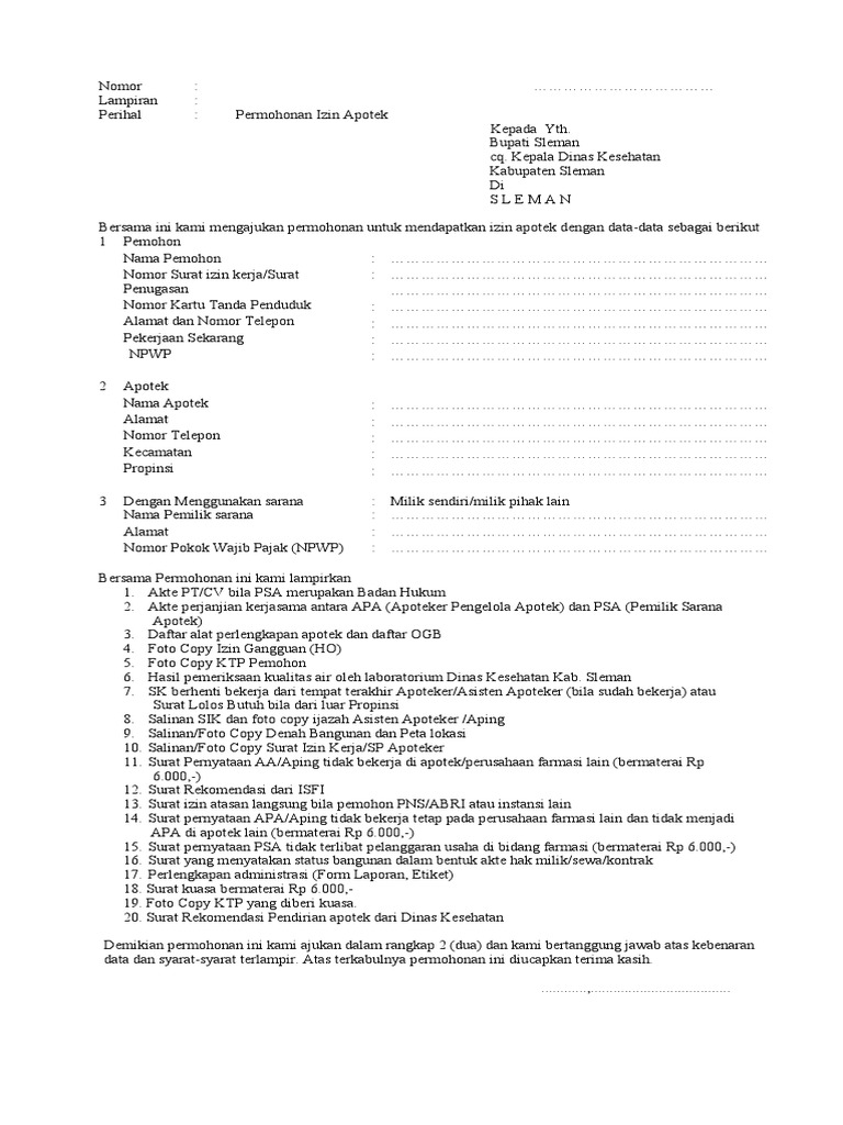 Formulir - IJIN APOTEK PDF | PDF