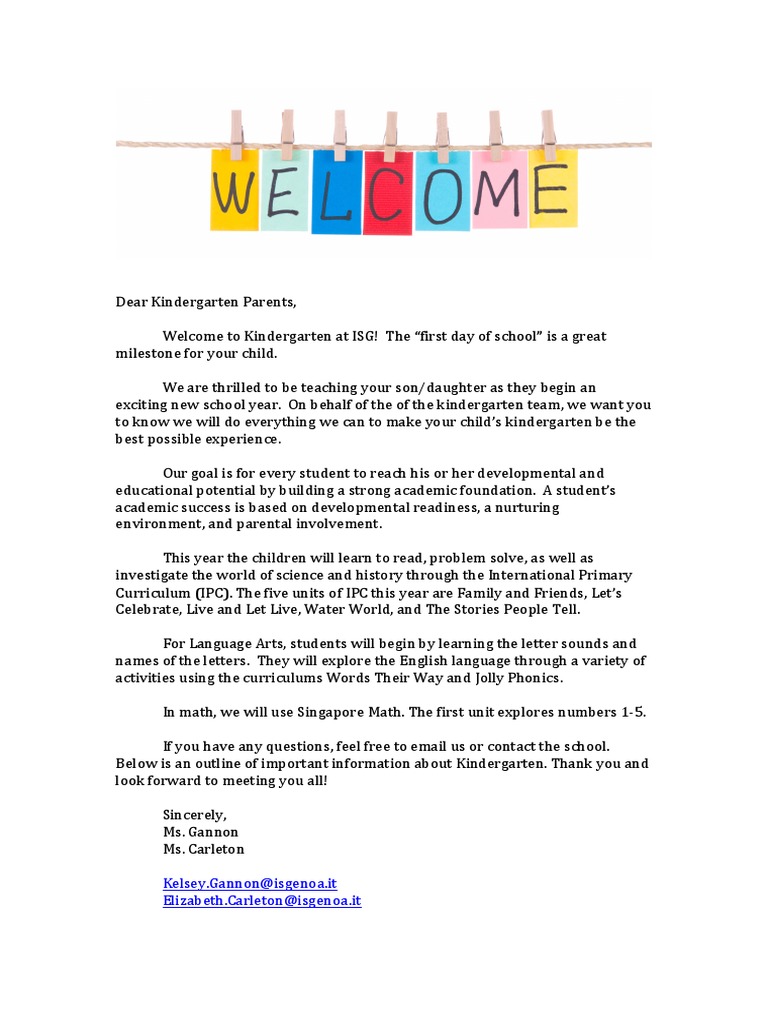 Welcome Letter | PDF