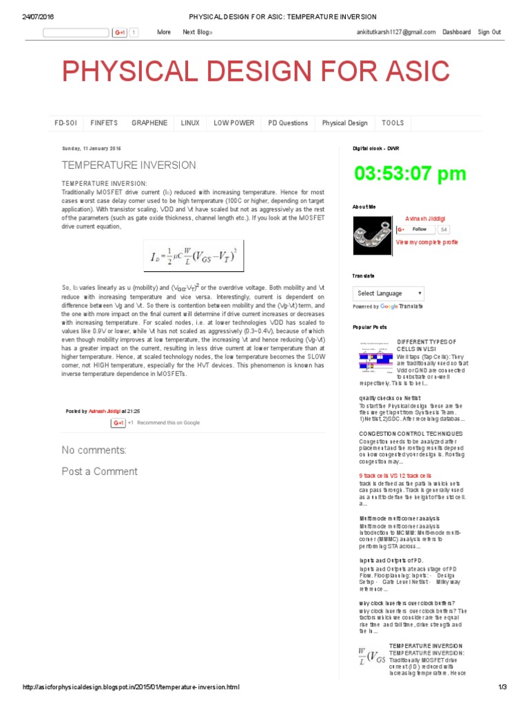 Physical Design For Asic - Temperature Inversion | PDF | Mosfet ...