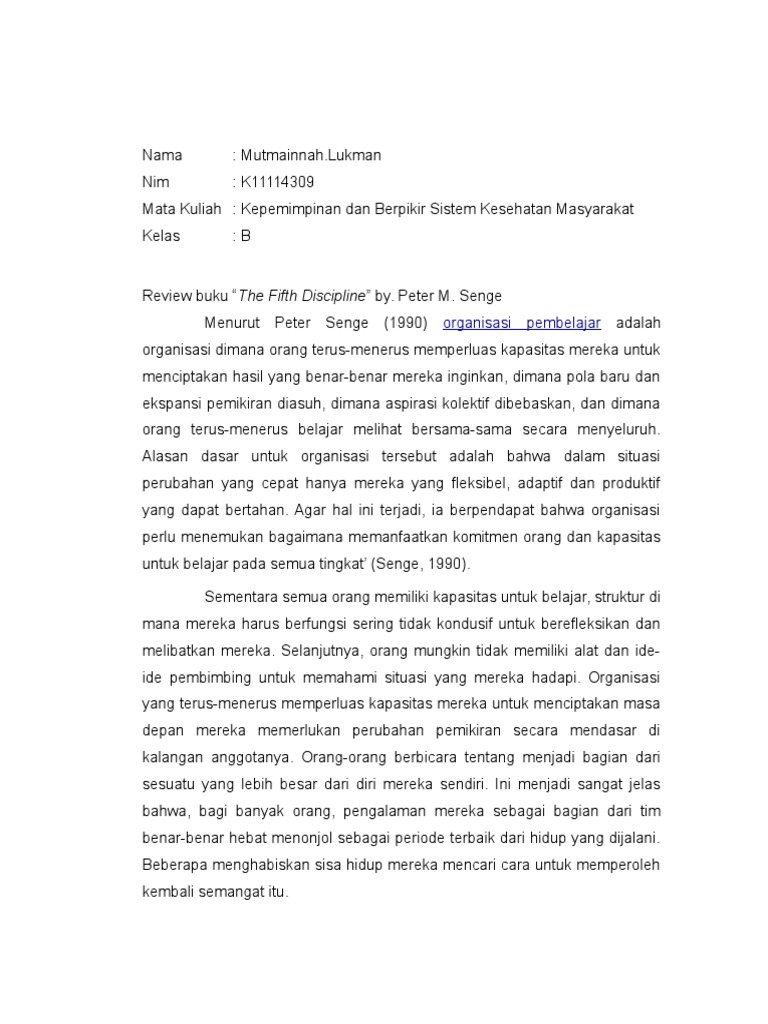 Review Buku "The Fifth Discipline" | PDF
