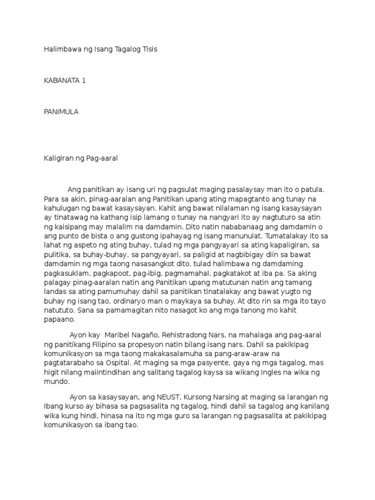 Halimbawa NG Isang Tagalog Tisis | PDF