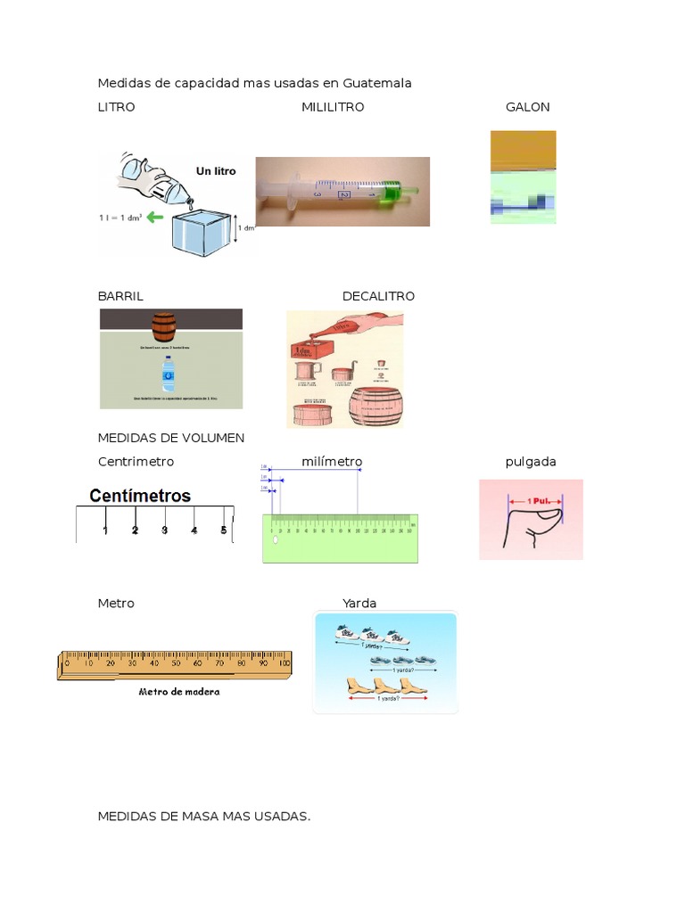 Medidas de Capacidad Mas Usadas en Guatemala | PDF