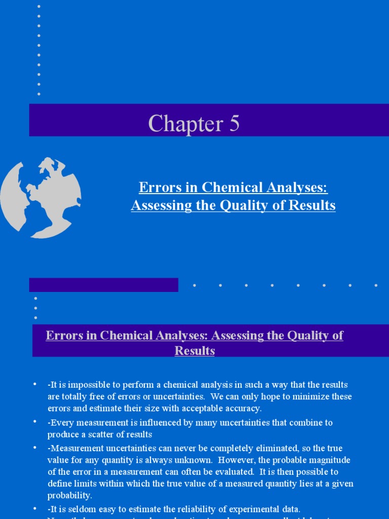 Errors in Chemical Analyses: Assessing The Quality of Results | PDF | Accuracy And Precision ...