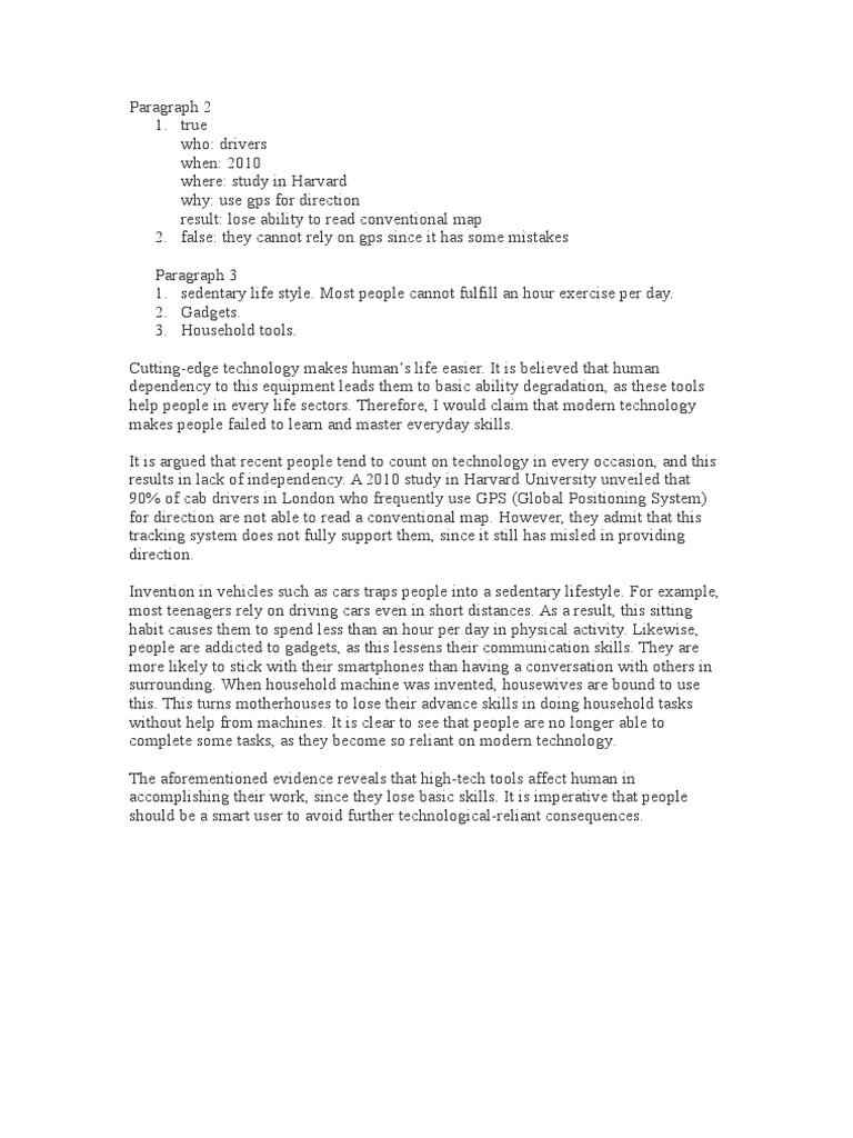 Over-Reliance On Modern Technology | PDF