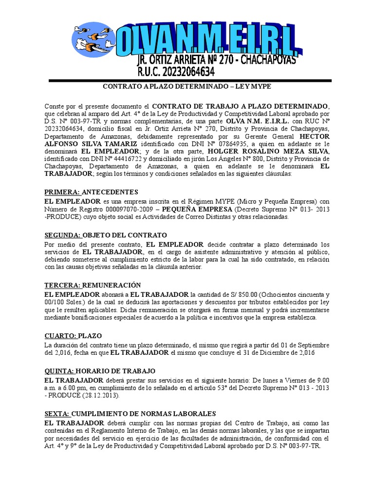 Contrato A Plazo Determinado | Derecho laboral | Virtud