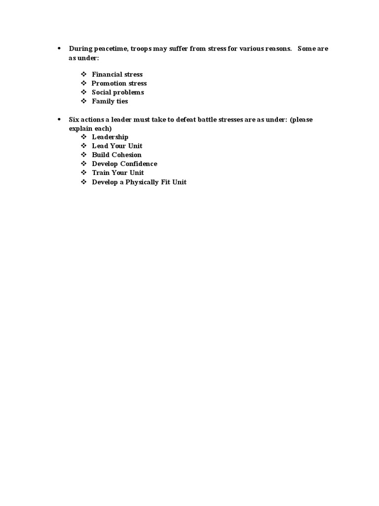 Managing Troop Stress in Peacetime | PDF | Self-Improvement