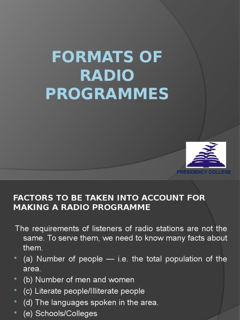 Types of Radio Programmes | PDF | Talk Radio | News