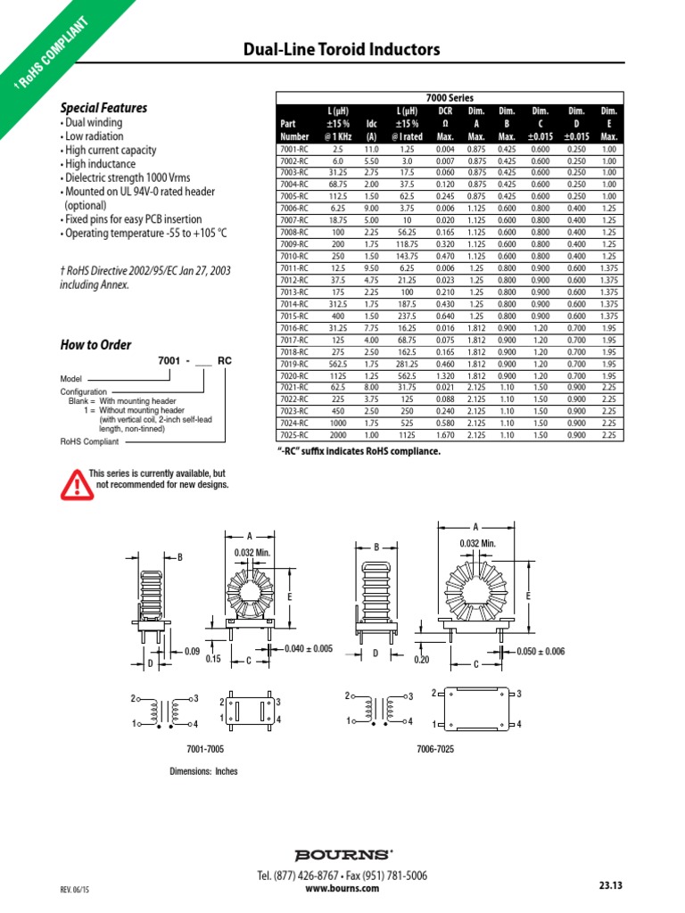 Dual-Line Toroid Inductors: Special Features | PDF