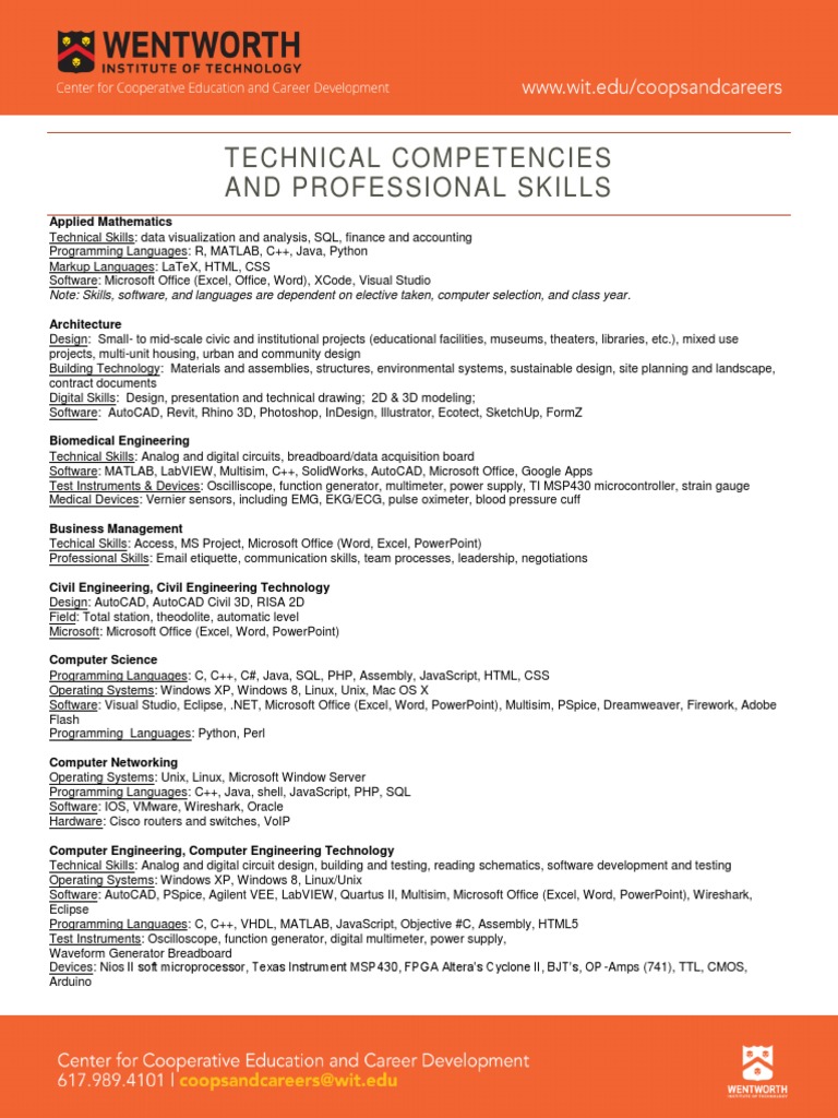 Technical Competencies and Professional Skills | PDF | Microsoft Office ...