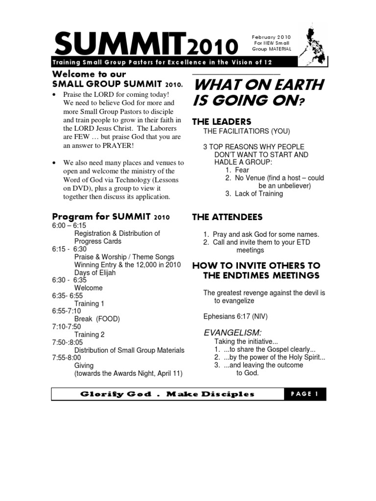 SUMMIT Small Group Orientation Training WOEIGO | PDF | Great ...