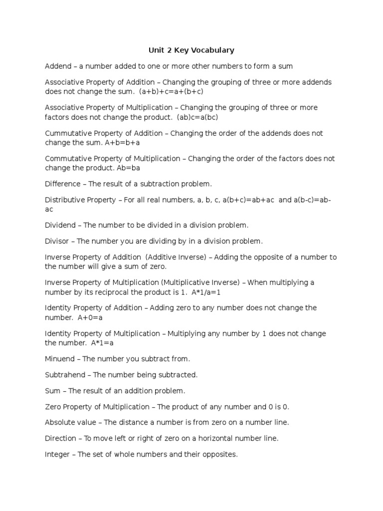 Unit 2 Vocabulary | PDF