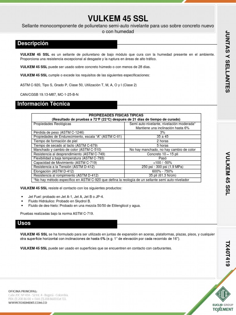 Vulkem 45 SSL Toxement | PDF | Aluminio | Transport Layer Security