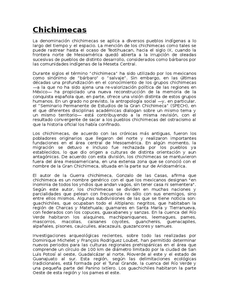 Chichimecas | PDF | Mesoamérica | Cazador recolector