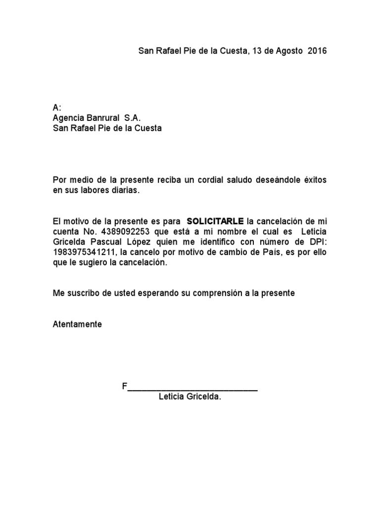 Carta Banrural | PDF