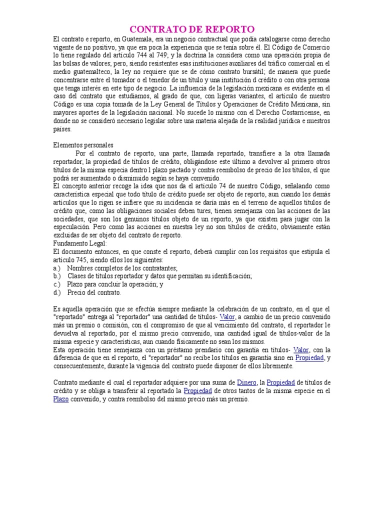 Contrato de Reporto | PDF