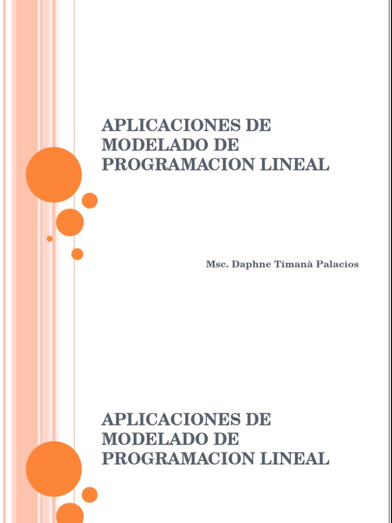 Aplicaciones de Modelo de Progrmacion Lineal | PDF | Programación ...