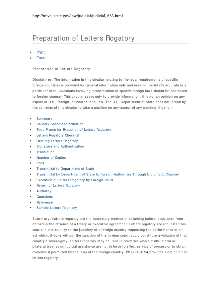 Legal Guide: Letters Rogatory | PDF | Service Of Process | Witness