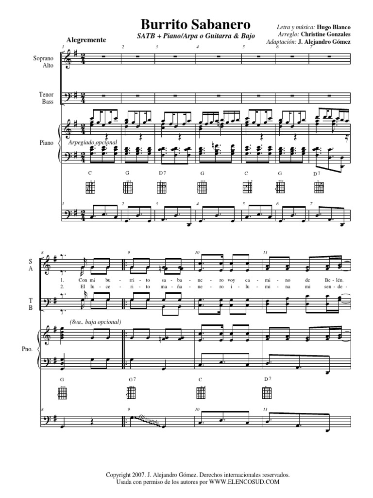 15 Partitur Burrito Sabanero | PDF