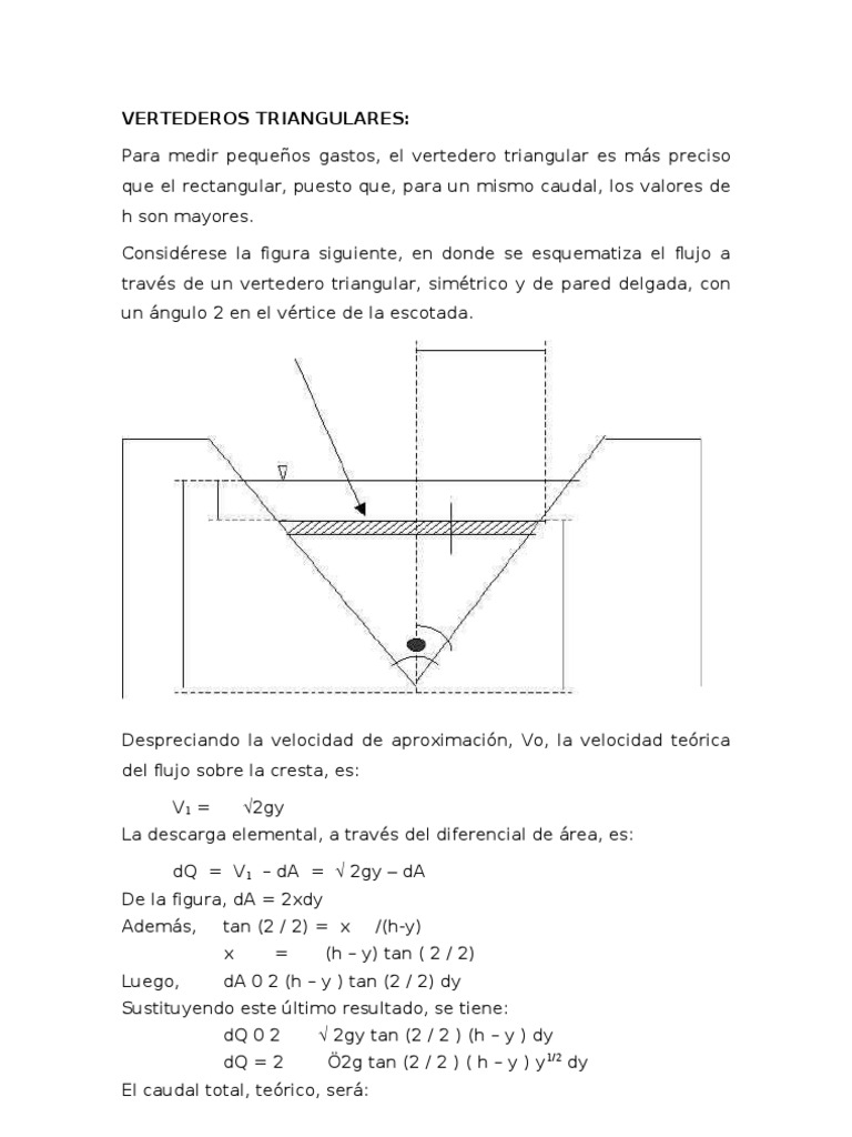 Caudal Teórico en Vertederos Triangulares | PDF | Sistema de ecuaciones lineales | Ecuaciones