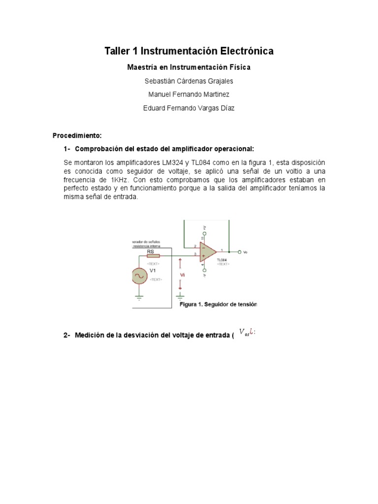 Taller 1 Instrumentación Electrónica | PDF | Electrónica | Ingeniería ...