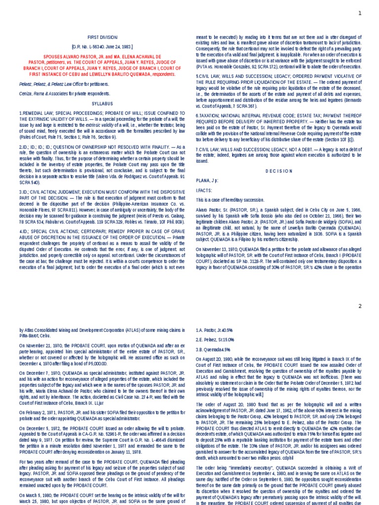 Pelaez, Pelaez, & Pelaez Law Office For Petitioners. Ceniza, Rama ...