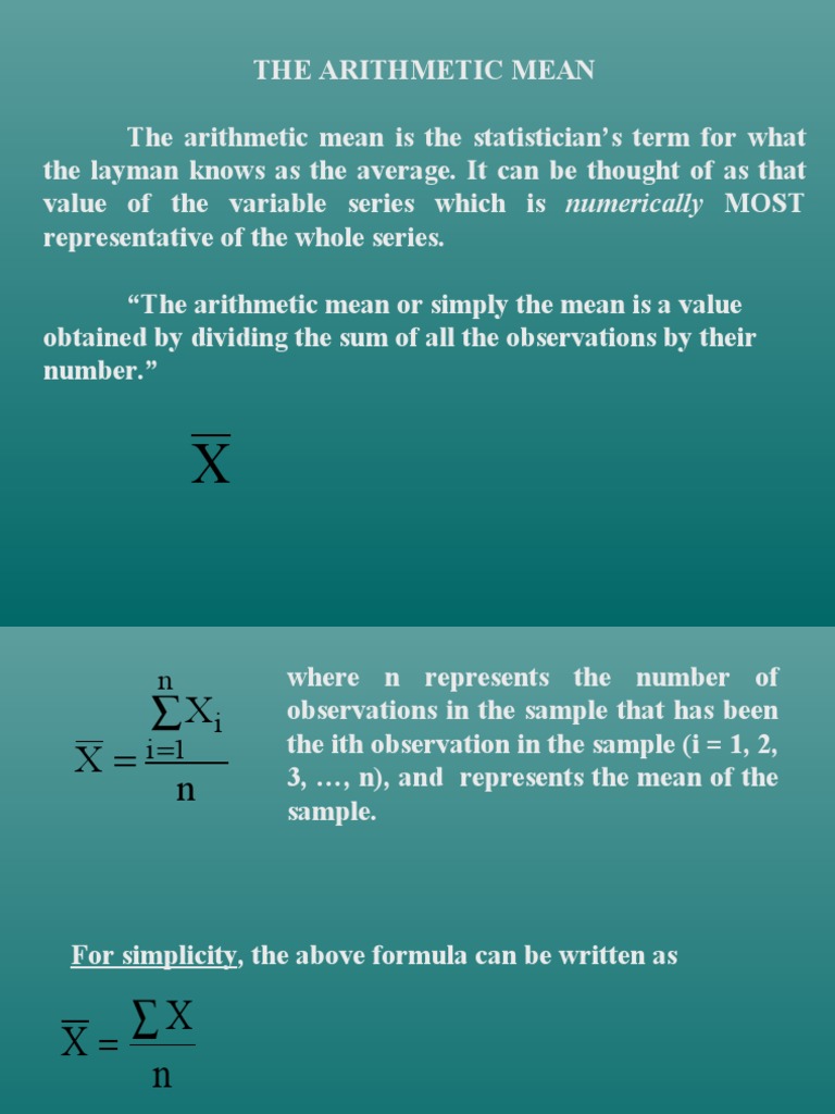 Sum of all the observations = Number of the observations | Arithmetic ...
