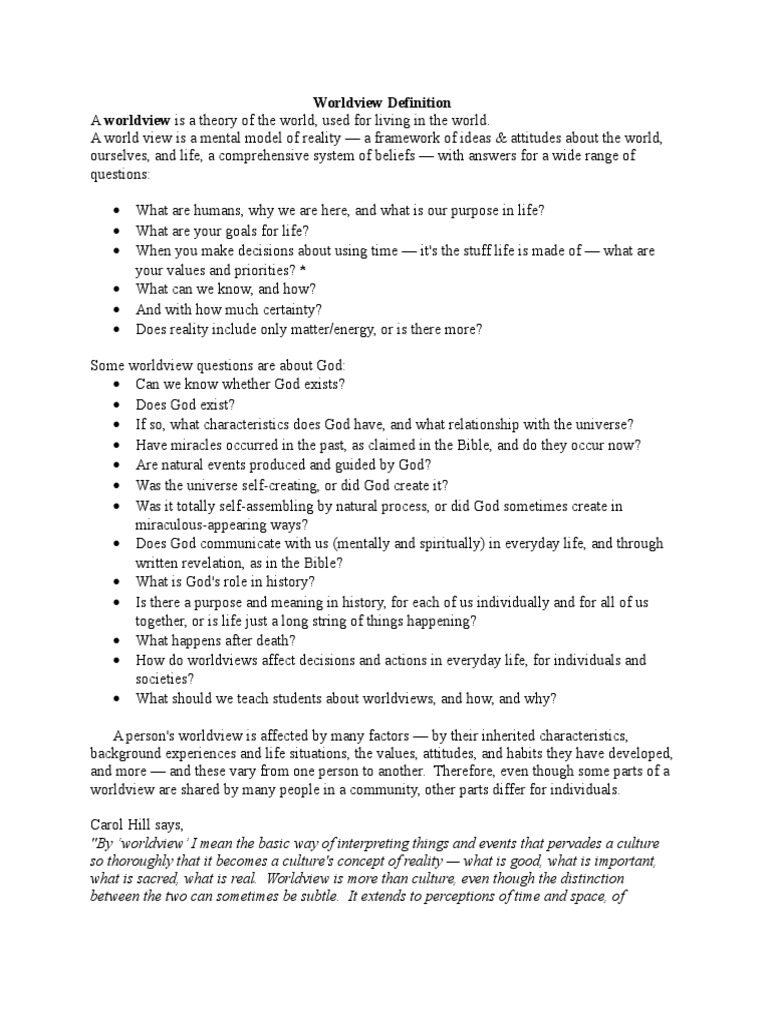 Worldview | PDF | Philosophy | Self-Improvement