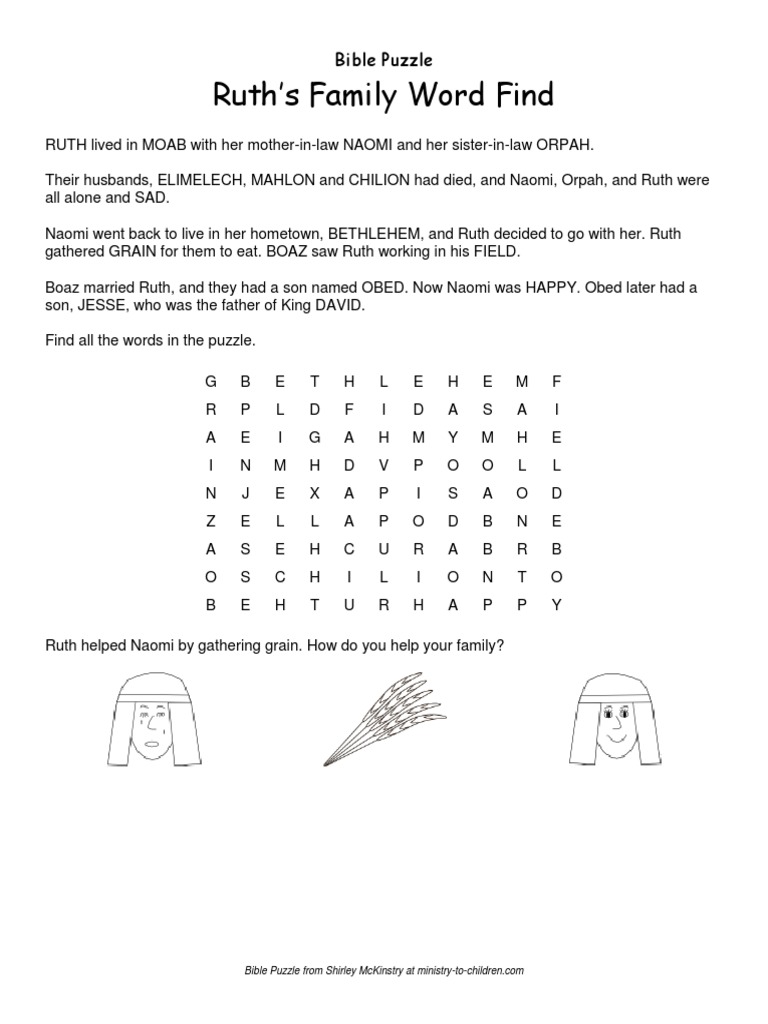 Ruth's Family Word Find Puzzle | PDF