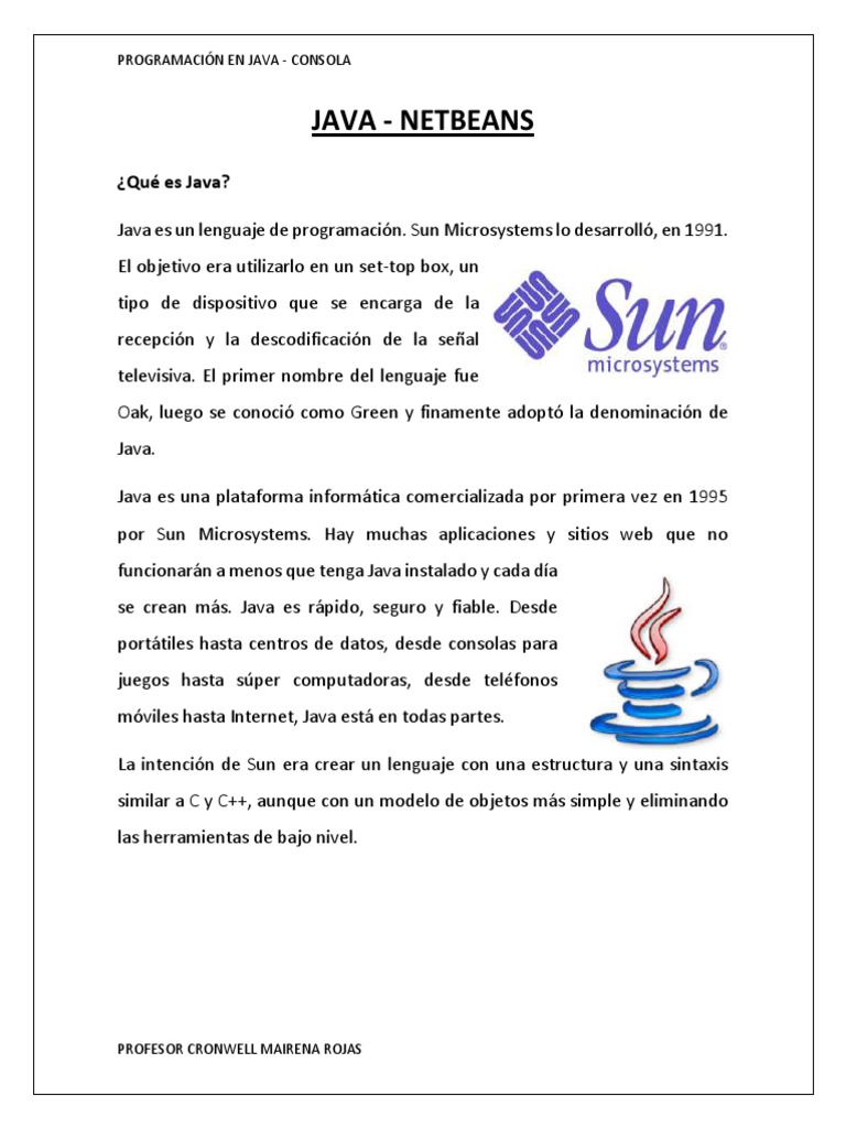 1 - Introduccion Al Java - Netbeans | PDF | Frijoles Netos | Aplicaciones y software