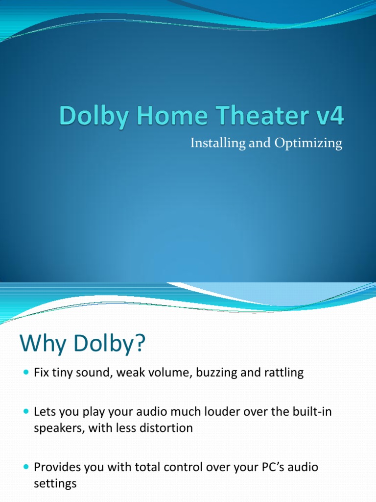 Dolby Home Theater v4 Instructions | PDF | Microphone | Equalization ...