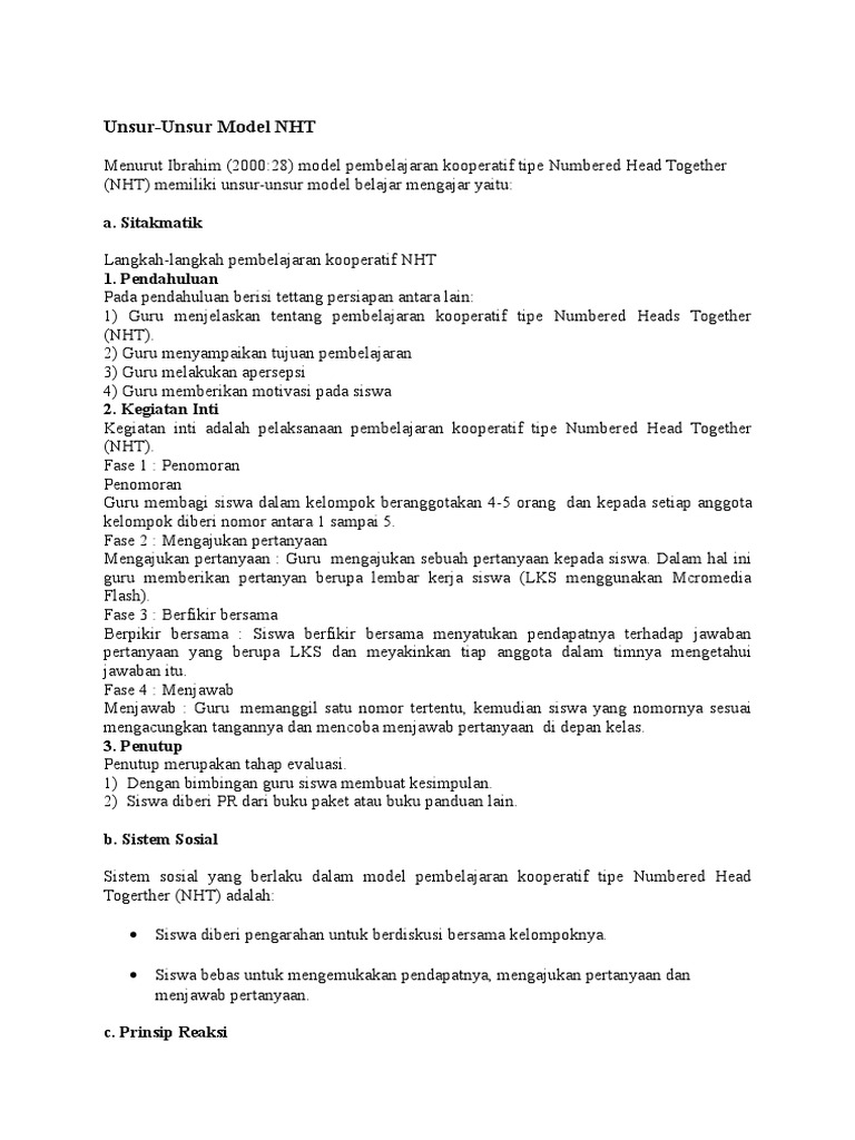 Model Pembelajaran NHT | PDF