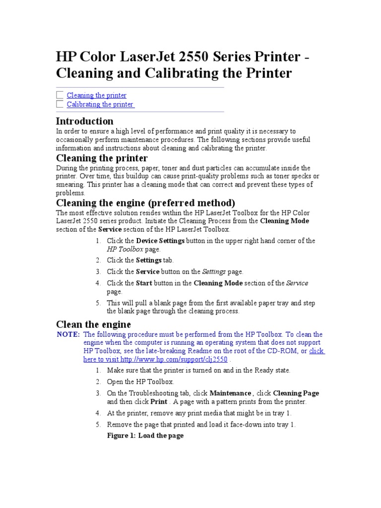 Cleaning and Calibrating HP 2550 Printer | PDF | Printer (Computing ...