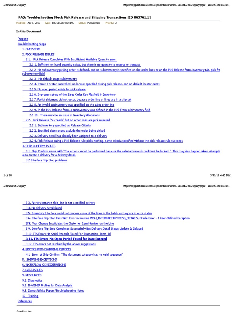 Troubleshooting Pick Release Errors | PDF | Oracle Database | Debugging