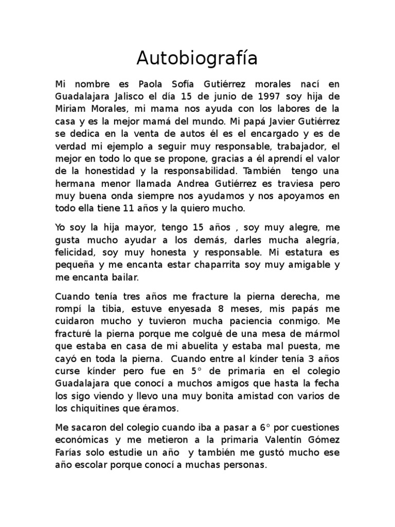 Autobiografía Ejercicio | PDF