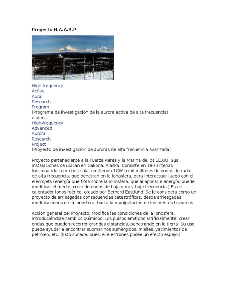 Proyecto Haarp | PDF | Tierra | Naturaleza