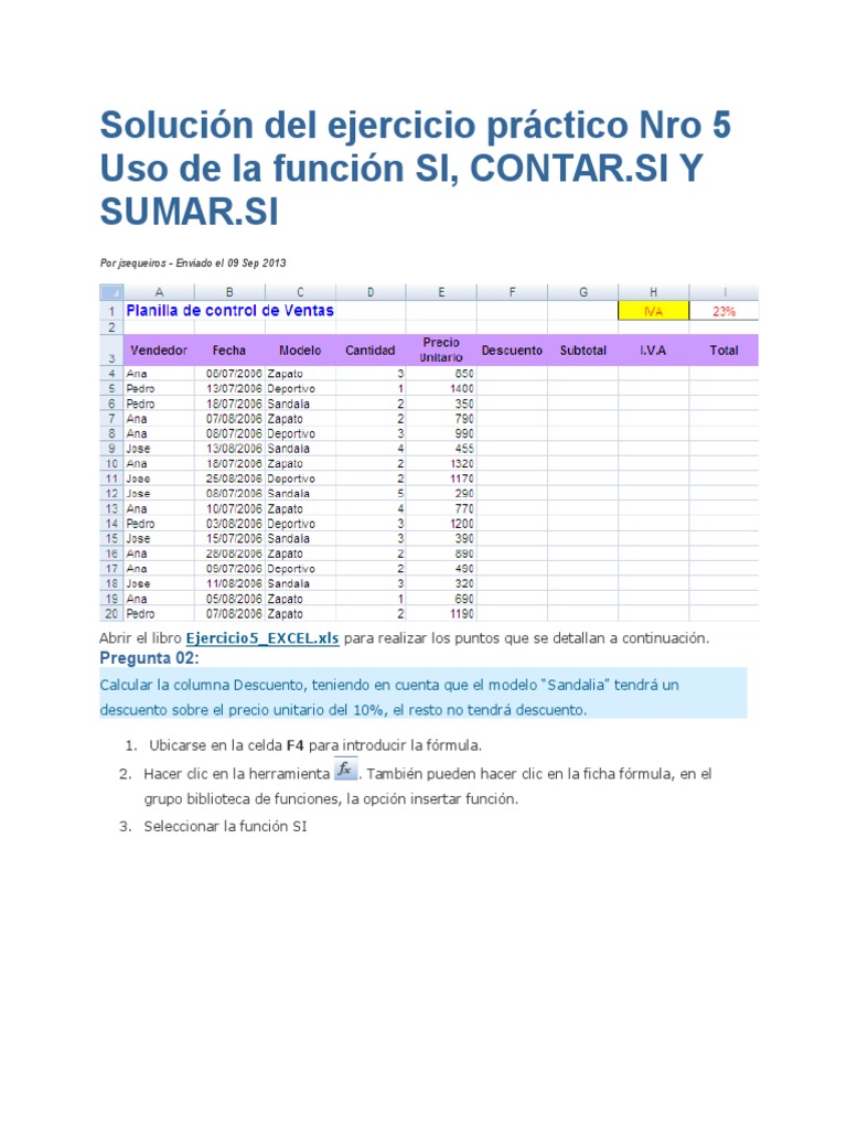 Ejercicios Excel | PDF | Microsoft Excel | Hoja de cálculo